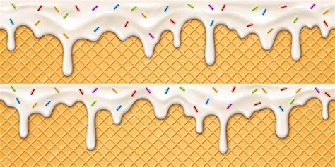 Premium Vector Realistic Ice Cream Melt Drip On Wafer Background
