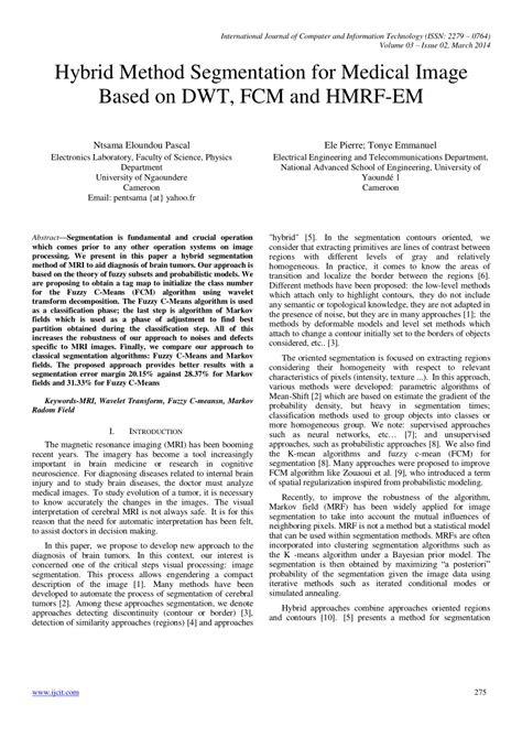 pdf hybrid method segmentation for medical image based on dwt fcm