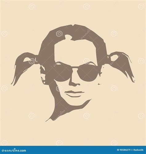Portrait De Belle Femme Dans Des Lunettes De Soleil Noires Illustration