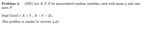 solved problem 4 10 let x y z be uncorrelated random