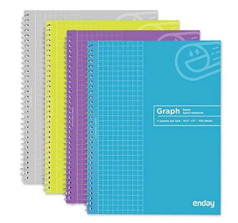 Graph Paper Notebooks Spiral Quad Ruled Grid Notebook Heavy Duty White