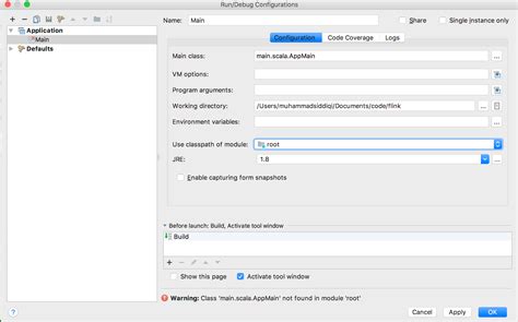 intellij and scala could not load main class alternate stack