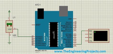 interfacing of lm35 with arduino in proteus isis the