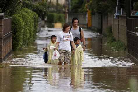 Japan Floods Houses Swept Away As Wall Of Water From Kinugawa River