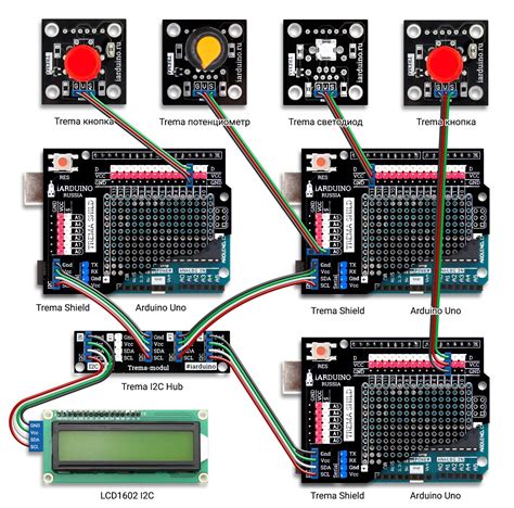 Схема соединения нескольких arduino по шине i2c Ардуино