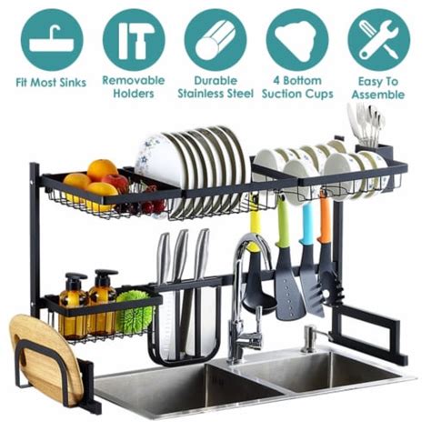 2 Tier Over Sink Dish Drying Rack Drainer Utensil Organizer Holder