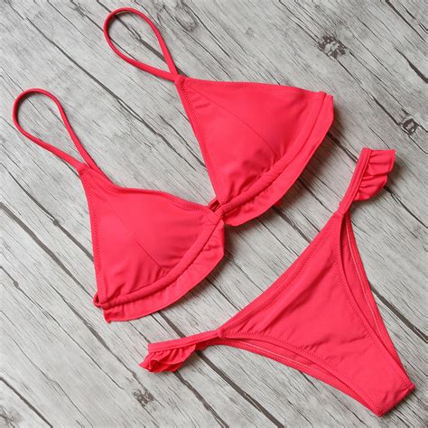 Push Up Bikini 2018 Swimwear Women Solid Bikini Set Sexy Brazilian