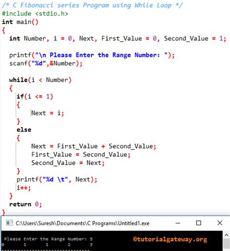 c fibonacci series program