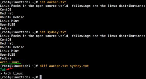 how to compare files in linux with diff command