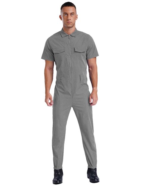 Iiniim Mens One Piece Work Coveralls Jumpsuits Short Sleeves Front