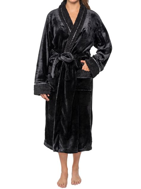 Buy Pavilia Soft Plush Women Fleece Robe Black Cozy Bathrobe