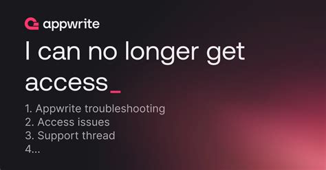 I Can No Longer Get Access Threads Appwrite