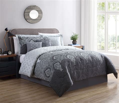 Mainstays Woven Jacquard Polyester Damask Medallion Comforter Set Full