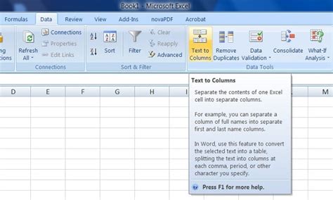 how to split text data of a cell to column in excel