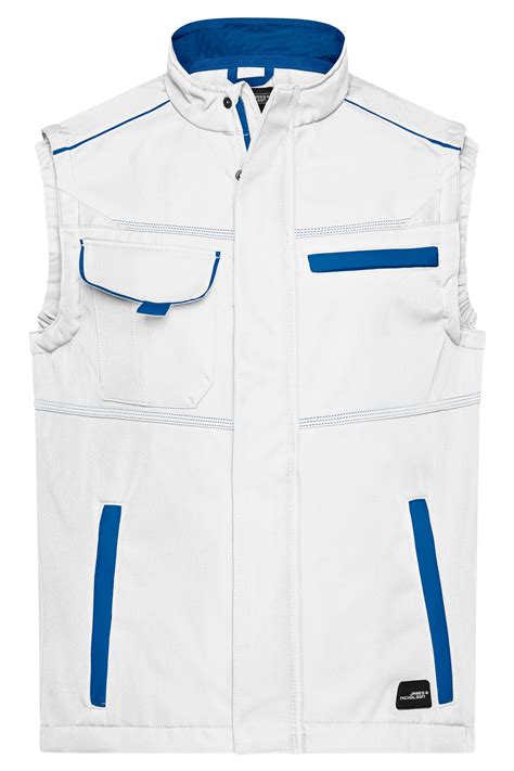 Unisex Workwear Softshell Vest Color White Royal Workweartextilien