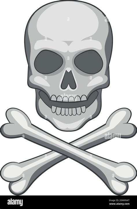 Totenkopf Mit Gekreuzten Knochen Symbol Cartoon Stil Stock