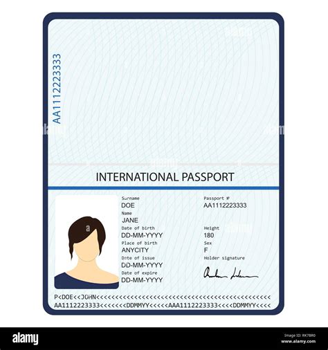 Vector Illustration Passport With Biometric Data Identification