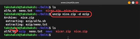 linux commands create and extract zip files linuxh2o