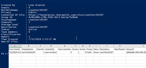 report on all microsoft teams created in the past x number