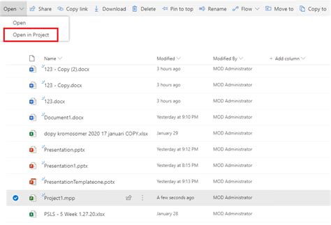 unable to open project mpp file in sharepoint online microsoft community
