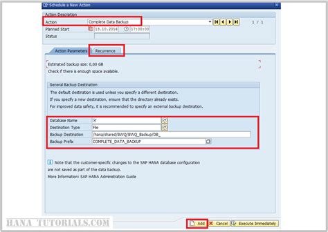 hana tutorials schedule hana backup using abap dbacockpit
