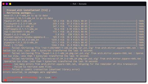 update failing via pacman syu failed retrieving newbies garuda