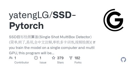 github yatenglg ssd pytorch ssd目标检测算法 single shot multibox detector