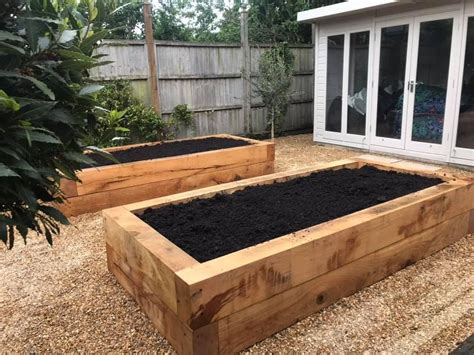 How To Lay Garden Sleepers Kebur Large Raised Garden Beds Wooden