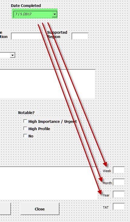 excel identify week number month number year from datepicker