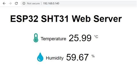 esp32 sht31 temperature and humidity monitor on web server