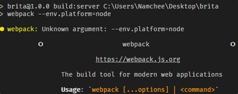 unknown argument env · issue 1216 · webpack webpack cli · github