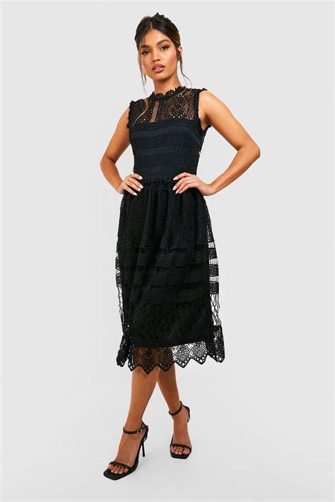 Boohoo Womens Boutique Paula Lace Midi Skater Dress Ebay