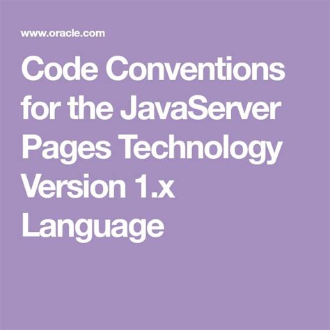 code conventions for the javaserver pages technology version 1 x