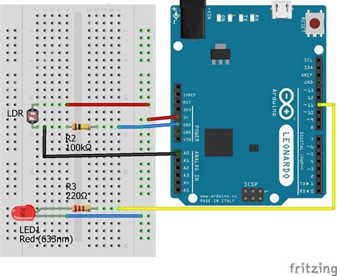 led control with ldr photoresistor and arduino