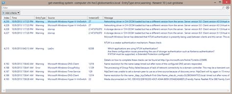 how to monitor hyper v event logs with powershell