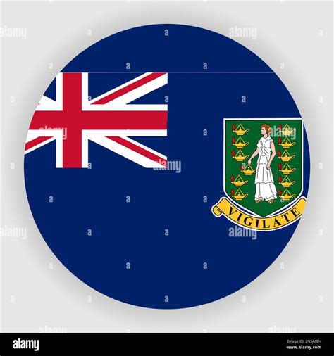 British Virgin Islands Flat Rounded Flag Icon Button Vector Stock