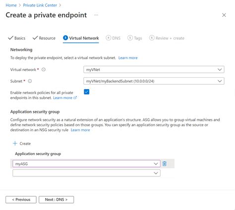 configure an application security group with a private endpoint azure
