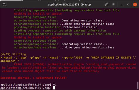 mysql shopware 6 development version installation error