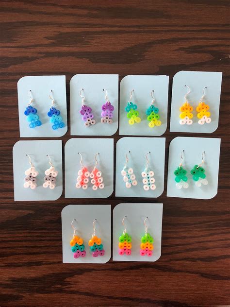Tricolor Dangle Perler Bead Earrings Etsy