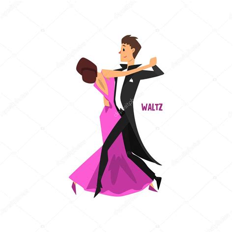 Professional Dancer Couple Dancing Waltz Pair Of Young Man And Woman