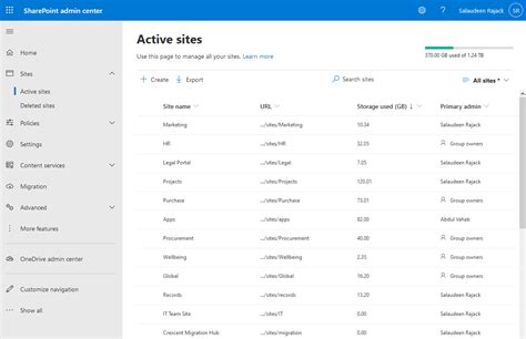 sharepoint online get site collection storage size quota usage