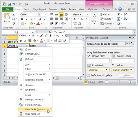 ms excel 2010 how to handle errors in a pivot table