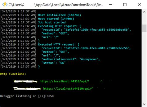 run azure function with endpoint under localhost