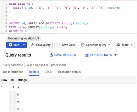 bigquery array unnest to return distinct values in array stack overflow