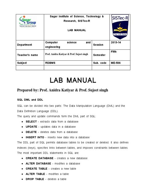220027236 dbms lab manual rgpv pl sql sql