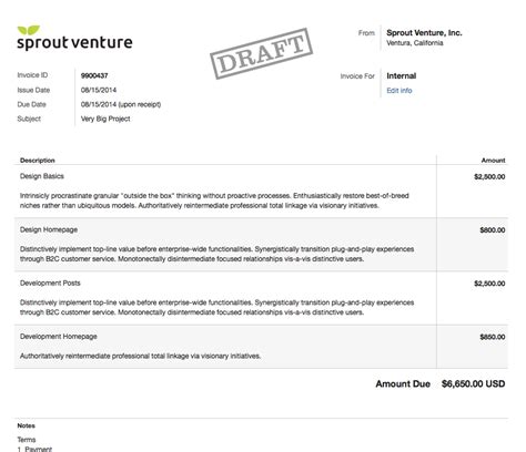 nested invoice line items