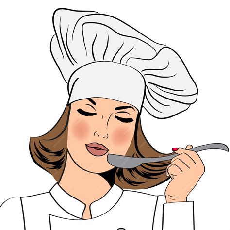 Premium Vector Sexy Chef Woman In Uniform Taste The Food