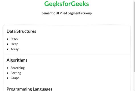 semantic ui piled segments group geeksforgeeks