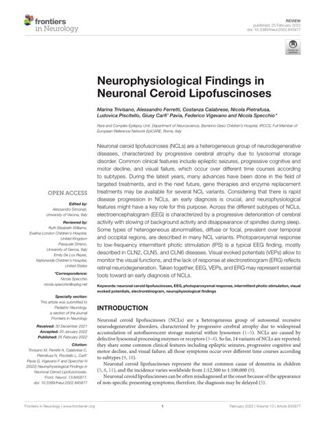 Pdf Neurophysiological Findings In Neuronal Ceroid Lipofuscinoses