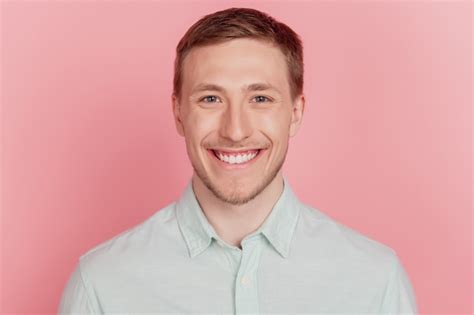 Premium Photo Portrait Of Handsome Positive Cheerful Nice Guy Look